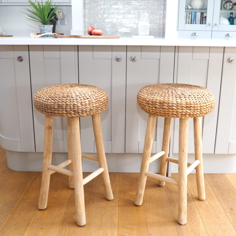 Rustic Round Wicker Bar Stool - Backless | ZaZa Homes