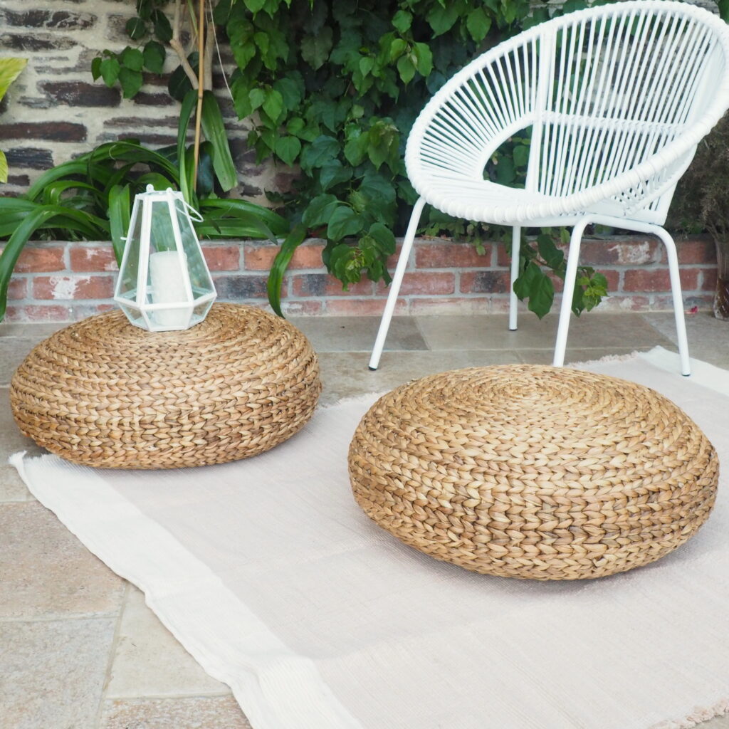 Wicker Jute Pouffe | Outdoor Jute Pouf - Za Za Homes