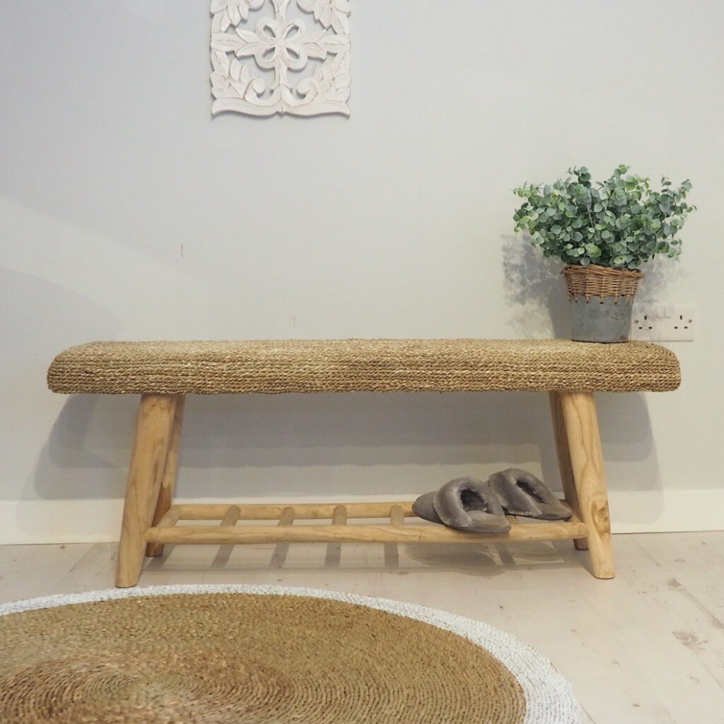 Wicker Bench With Shelving | ZaZa Homes