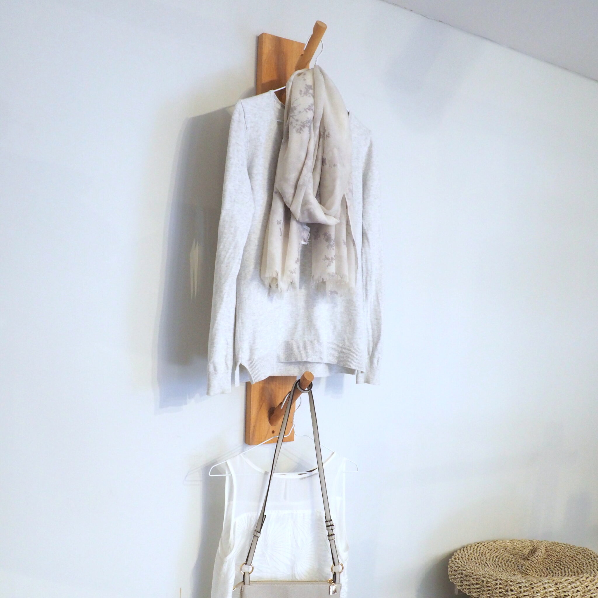 Wall Mounted Wooden Clothes Rack - Vertical - ZaZa Homes