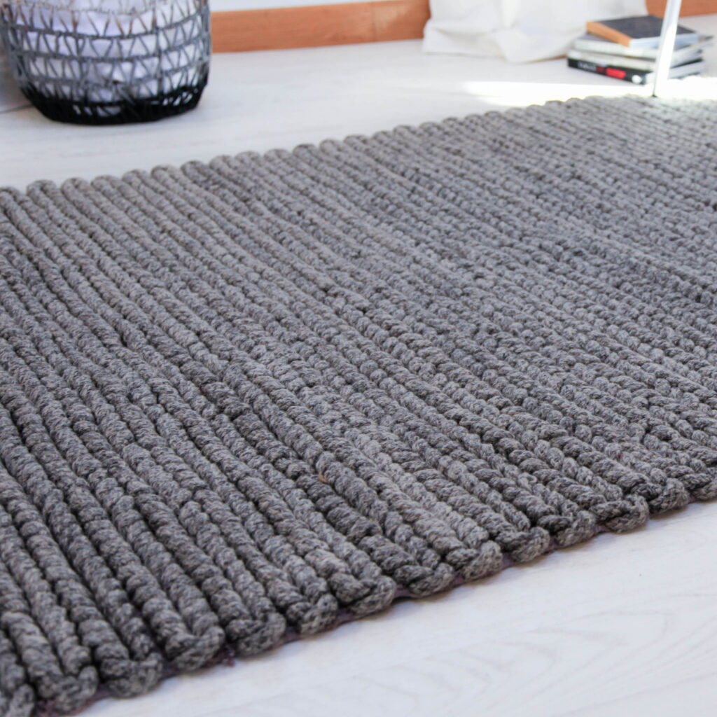 Hand Woven Grey Rug Cable Knit - Sofia - Za Za Homes
