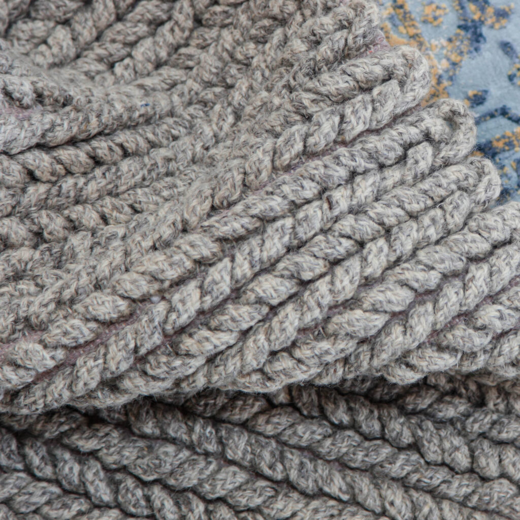 Hand Woven Grey Rug Cable Knit - Sofia - Za Za Homes