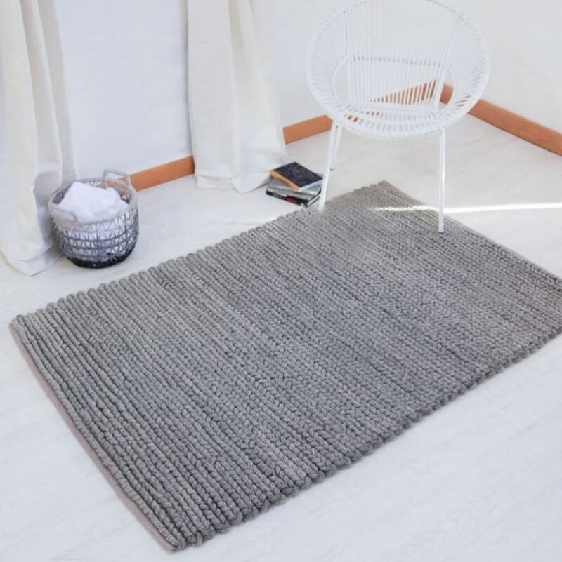 Hand Woven Grey Rug Cable Knit - Sofia - Za Za Homes