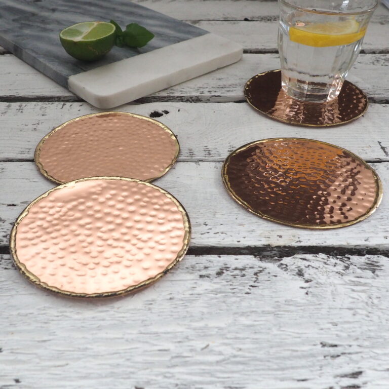 Copper Drinks Coasters Hand Hammered - Za Za Homes