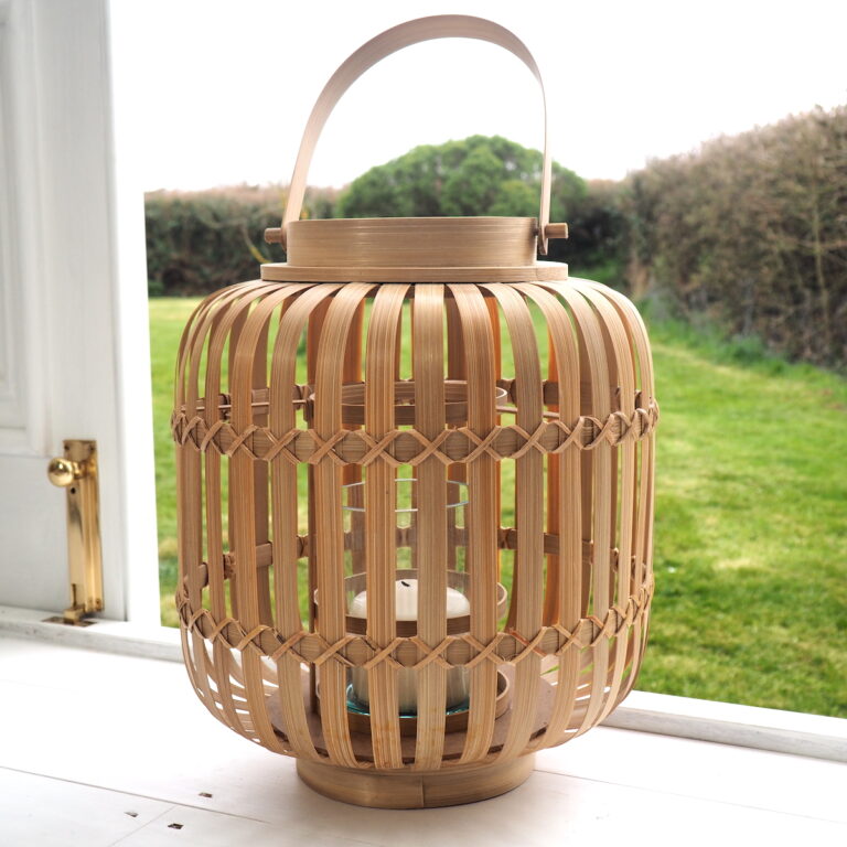 Natural Bamboo Hurricane Lantern - ZaZa Homes