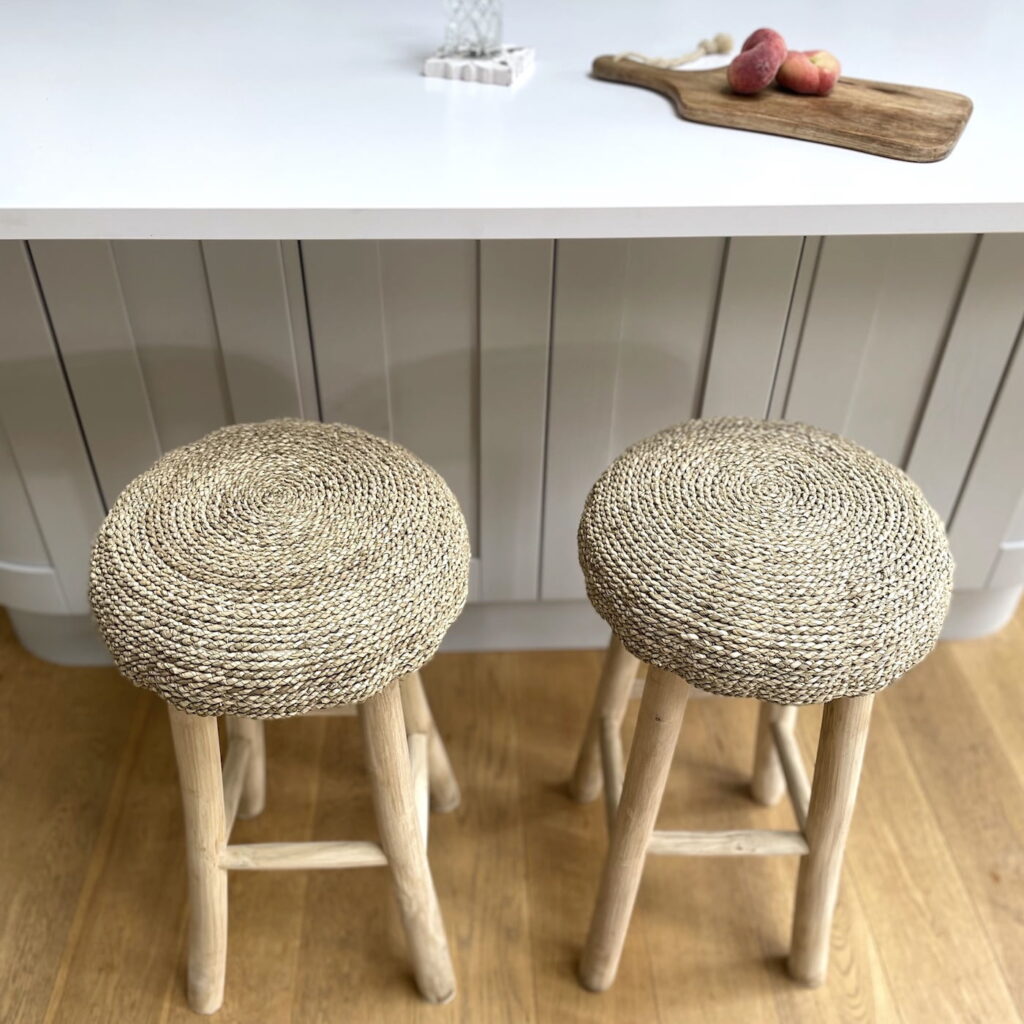 Rustic Wicker Kitchen Stool | ZaZa Homes