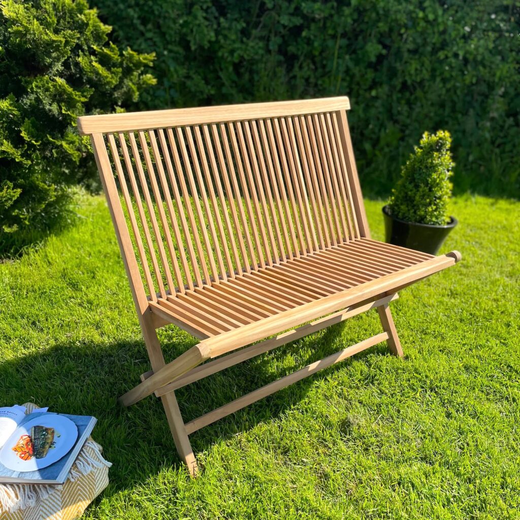 Folding Garden Bench Teak Wood - ZaZa Homes