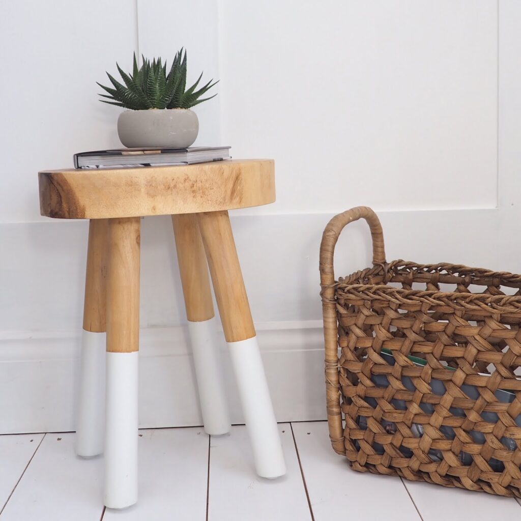 Organic Stool with Dipped White Legs - ZaZa Homes