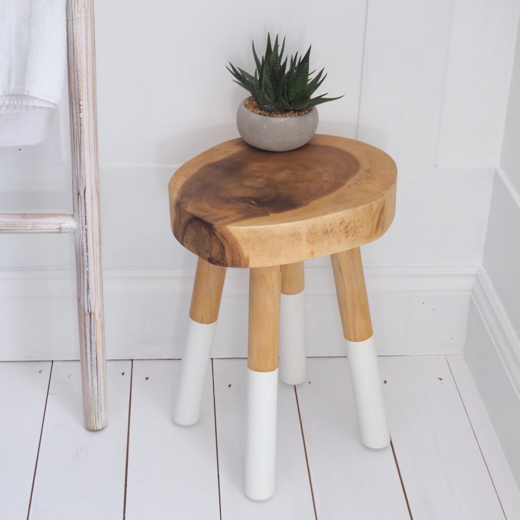 Organic Stool with Dipped White Legs - ZaZa Homes