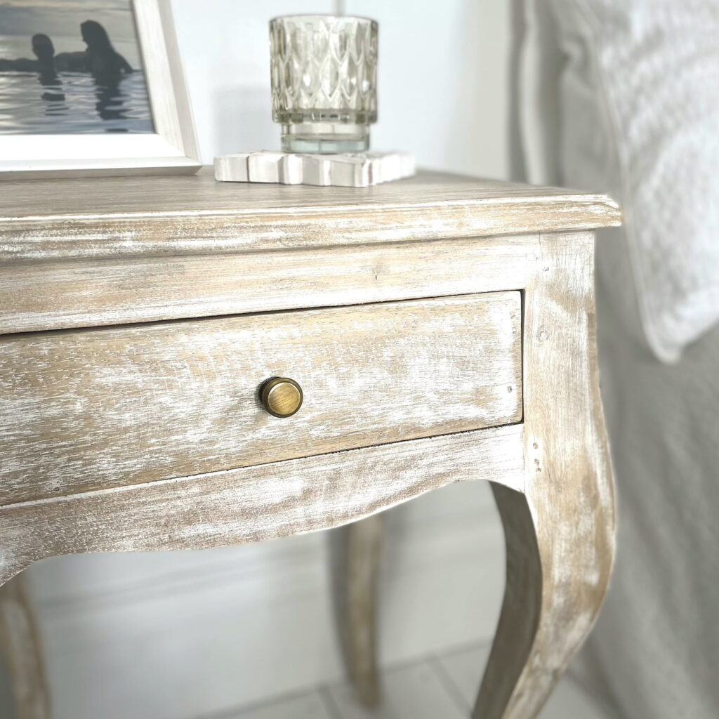 Bedside Table Whitewash - Amelie - ZaZa Homes