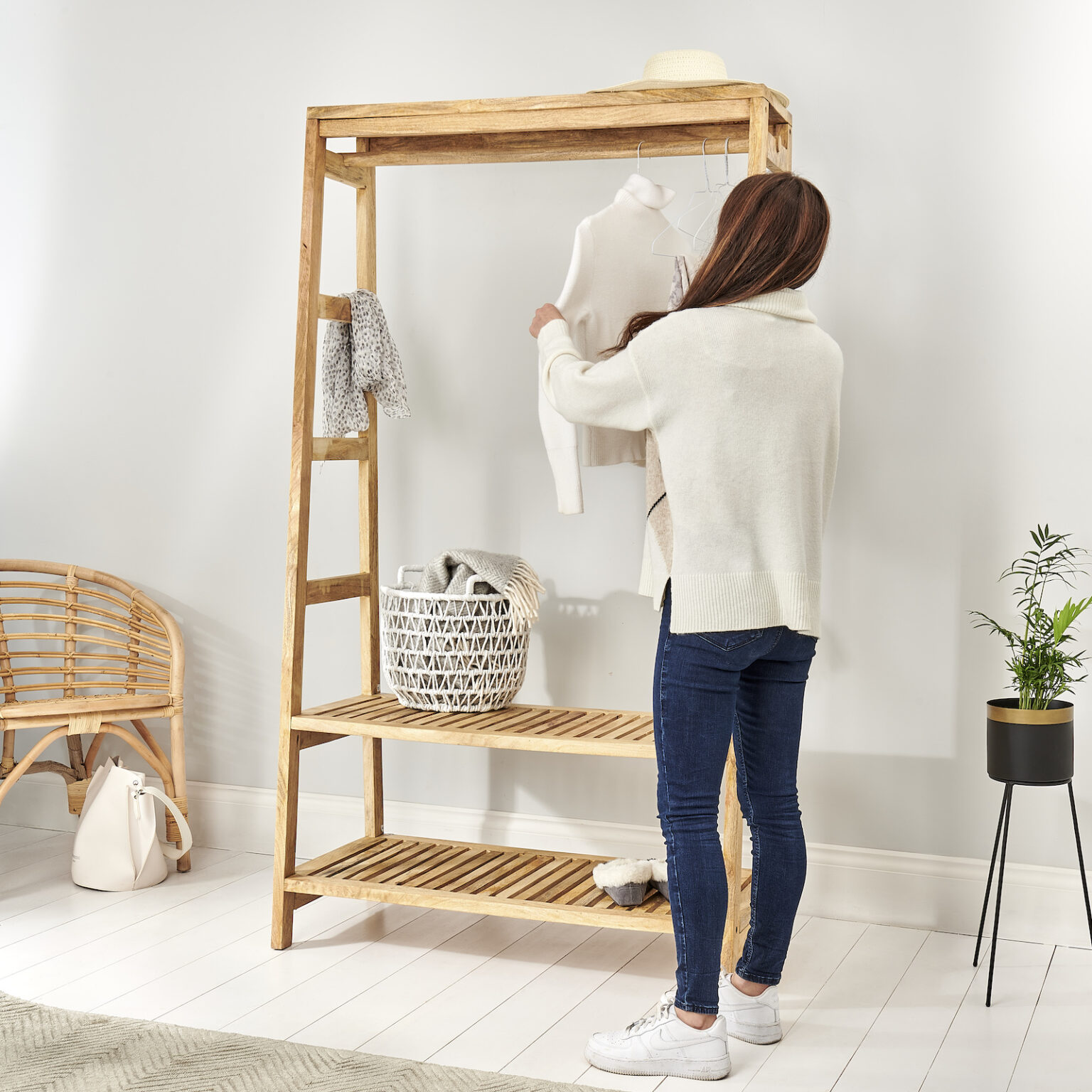 Small Wooden Clothes Rail - Za Za Homes