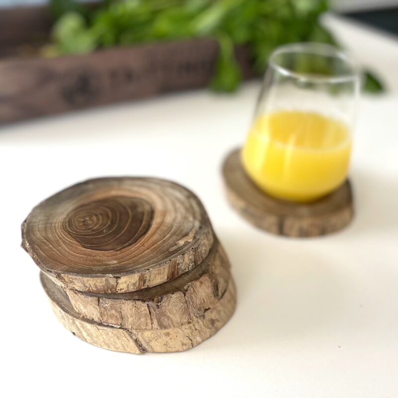 Rustic Wooden Drinks Coasters - Set 4 - Za Za Homes