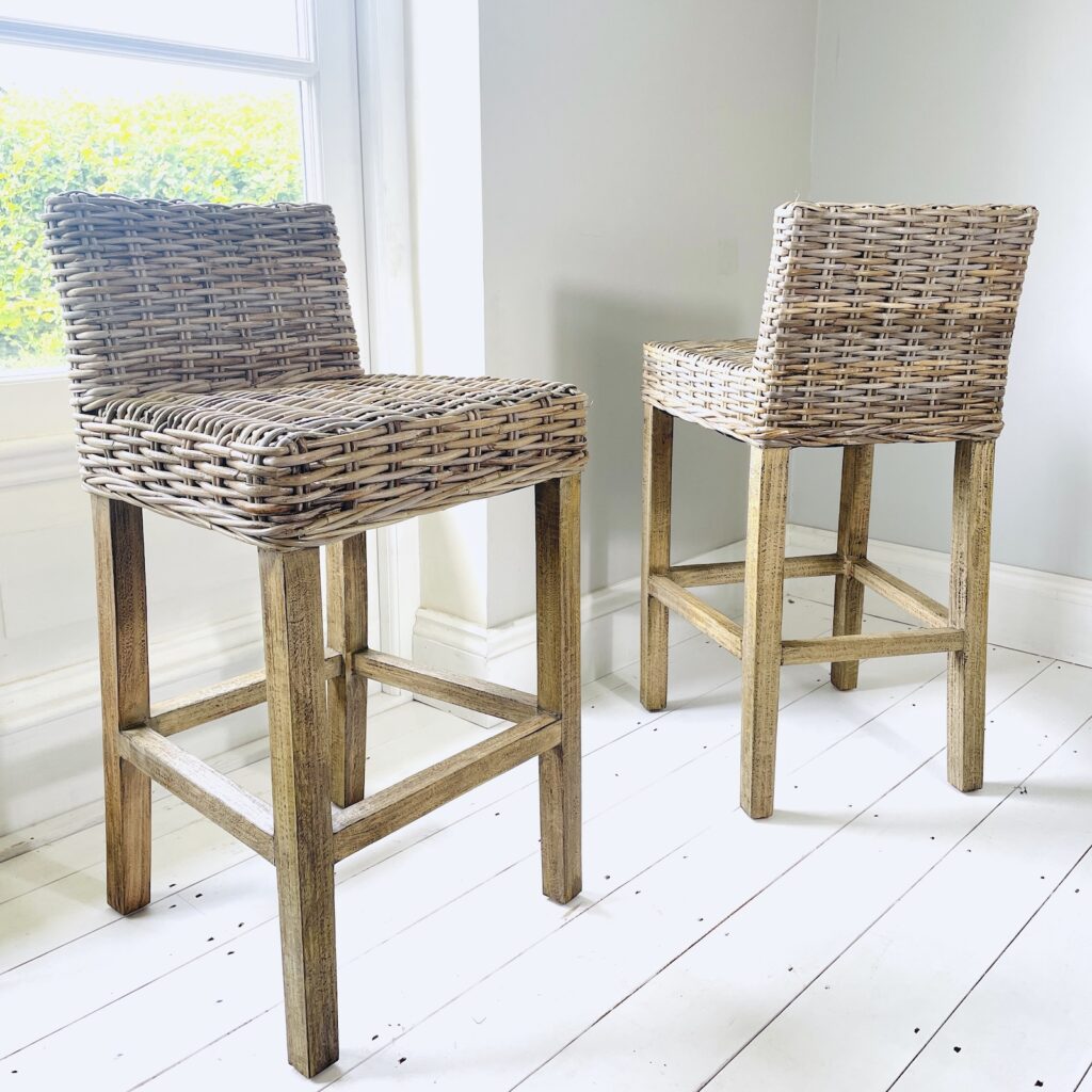 Natural Wicker Bar Stools - Za Za Homes