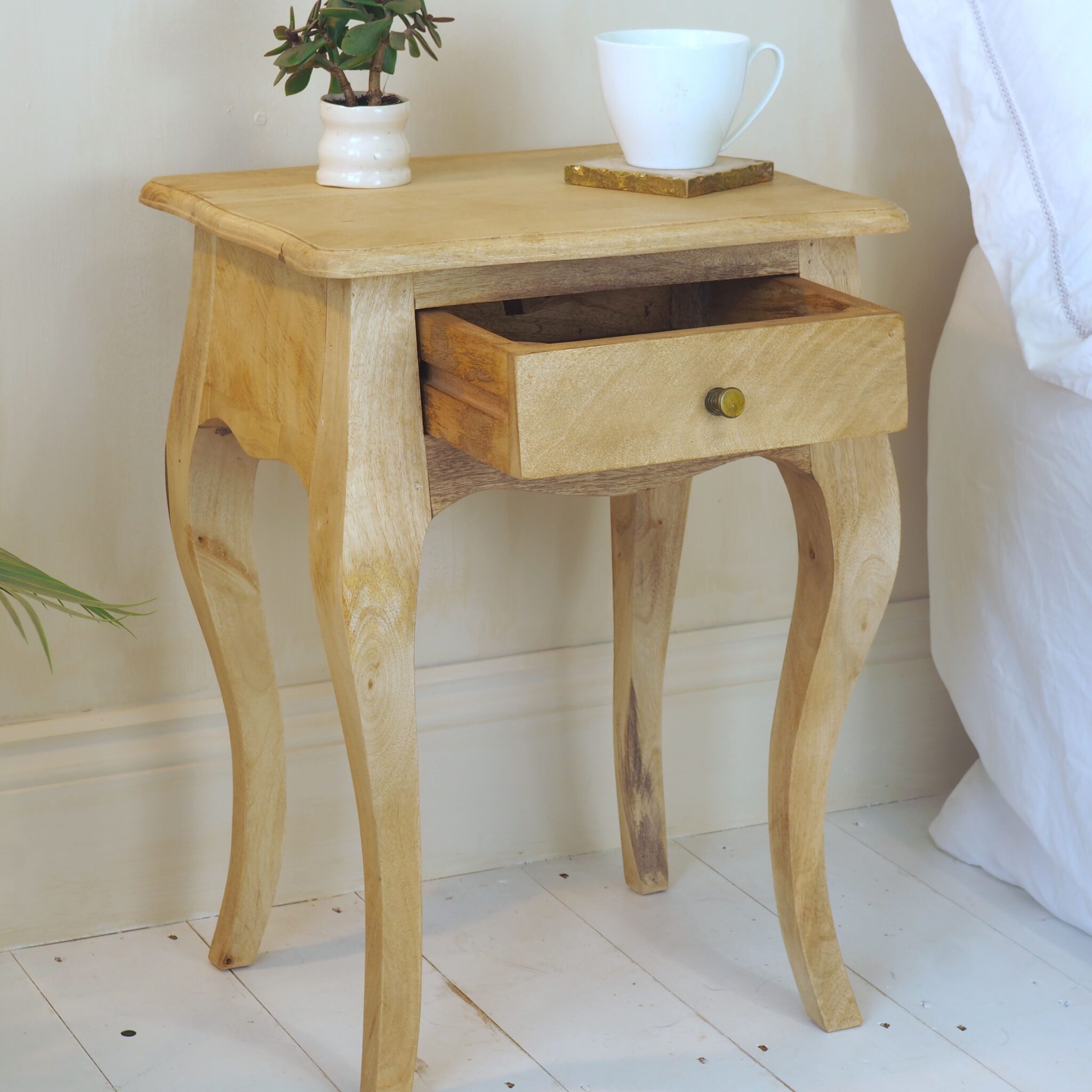 Natural Wooden Bedside Table - Amelie
