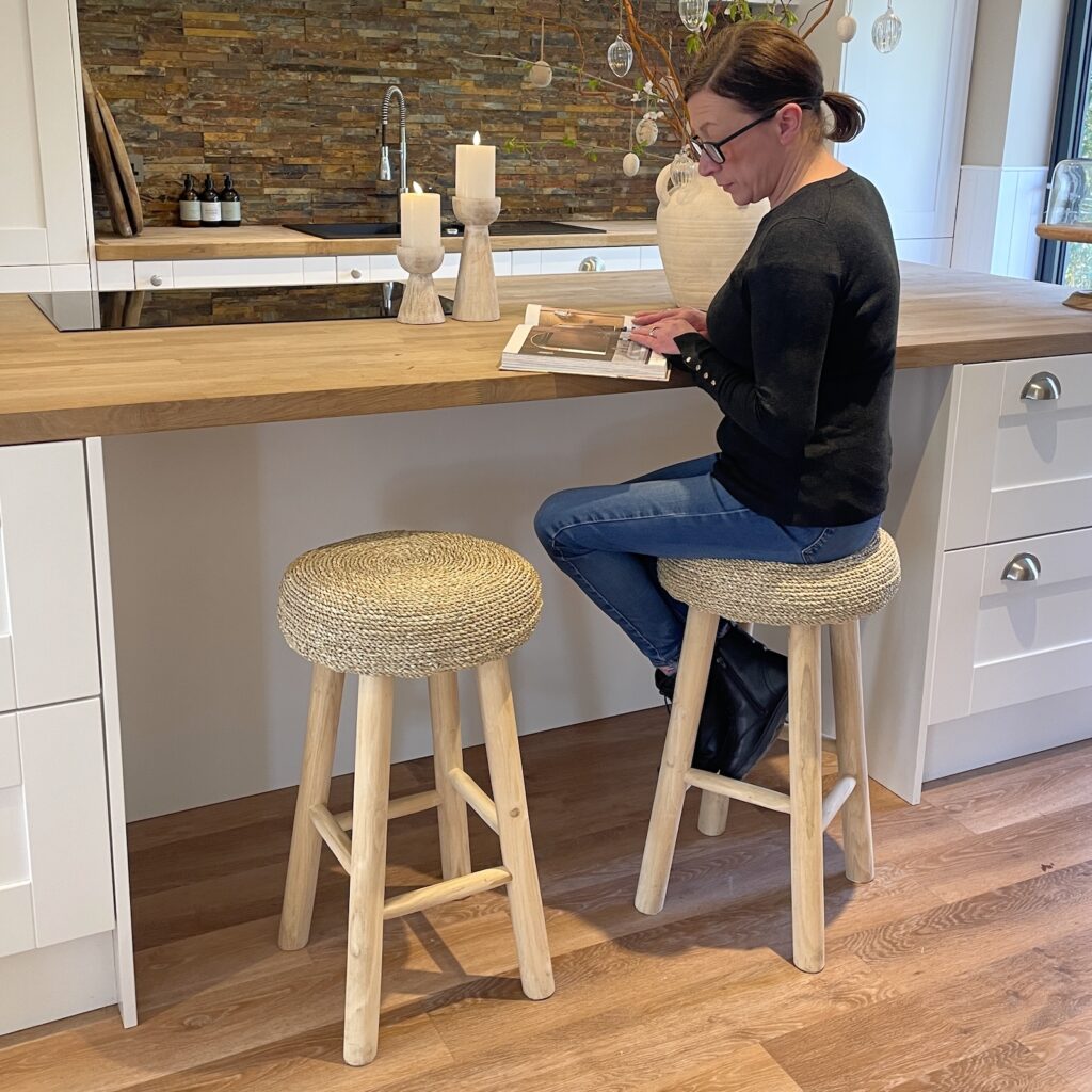 Rustic Wicker Kitchen Stool | ZaZa Homes