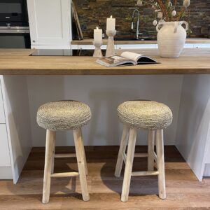 Rustic Wicker Kitchen Stool | ZaZa Homes